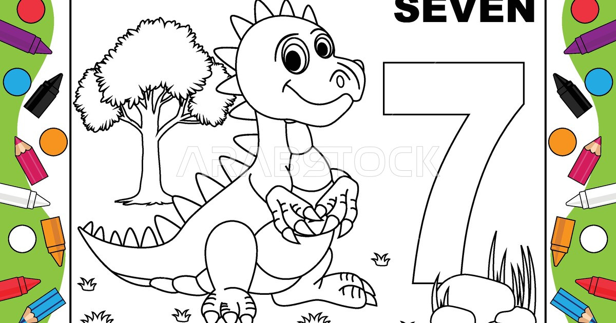 Vector drawing of number seven in black and white, cut out and ready ...