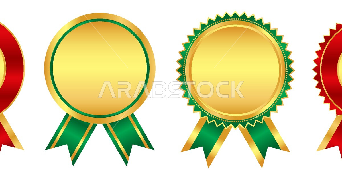 Vector icon set, badge, award, ribbon, rank, medal, vector illustrator ...