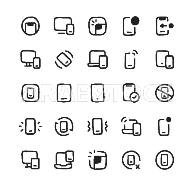 Vector set of icons and symbols for mobile device, Android, phone ...