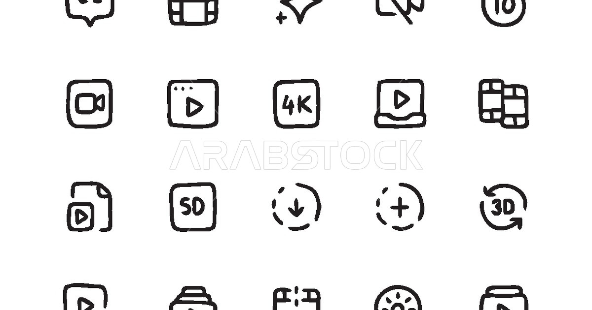 Vector set of icons and icons for video, camera, studio, vector ...