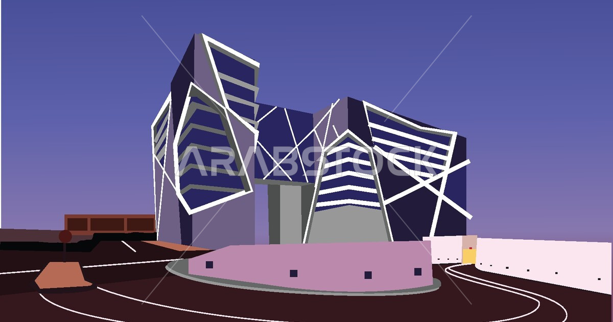 Vector Bahrain Tower, Manama, Kingdom of Bahrain, Vector Illustrator ...