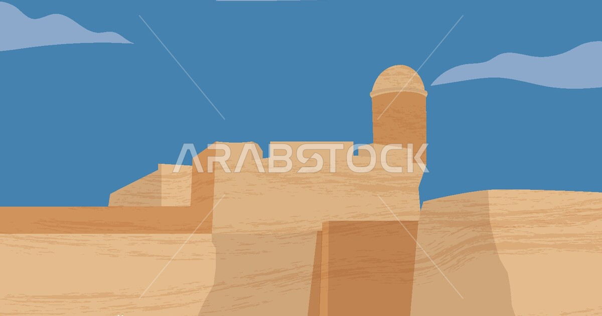 Vector of Arad Fort, Arad Village, archaeological sites, historical ...