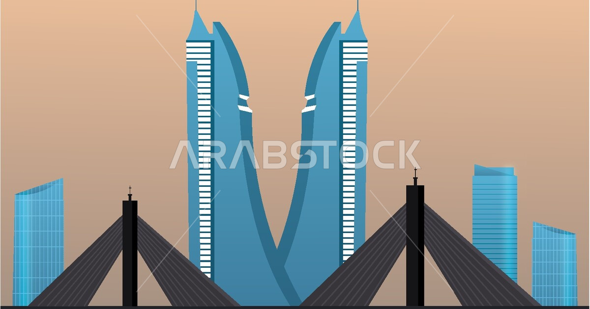 Vector Sheikh Isa Bin Salman Bridge, Bahrain Bay, Kingdom of Bahrain ...
