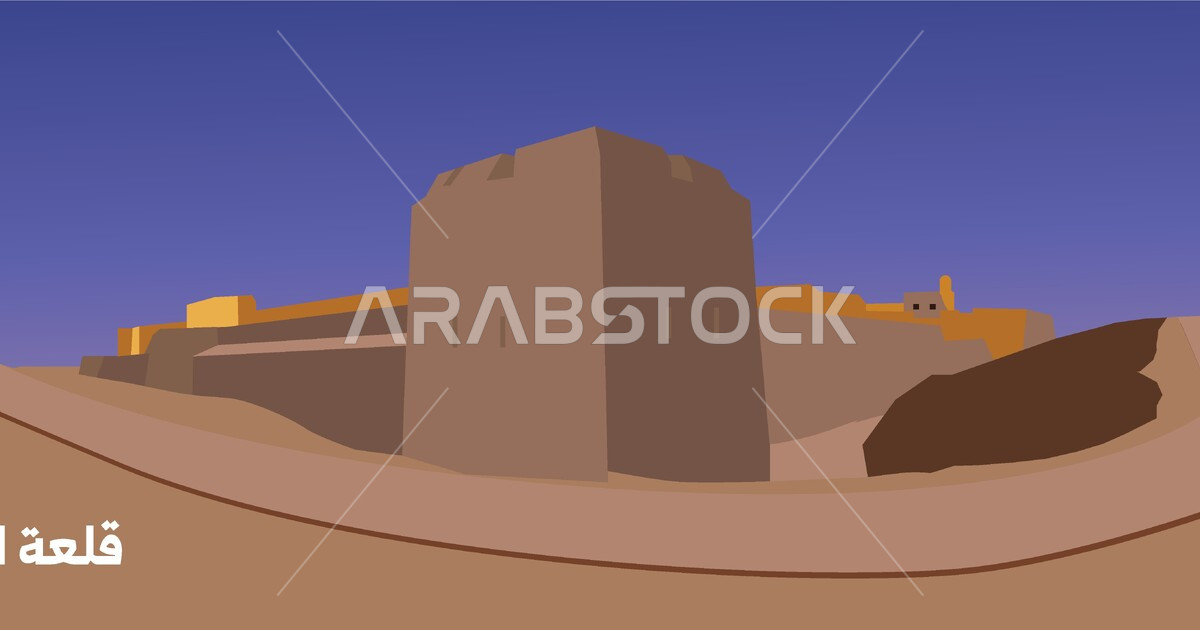 Vector of Bahrain Fort, Al-Seef suburb, Manama, archaeological site ...