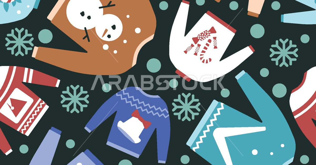 Vector warm winter dress collection, traditional woolen clothes with ...