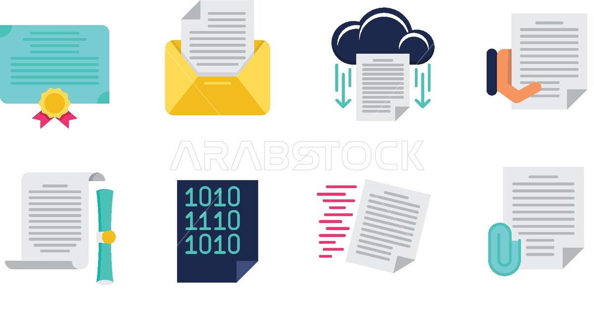 vector icons set colorful blank memo note document isolated white ...