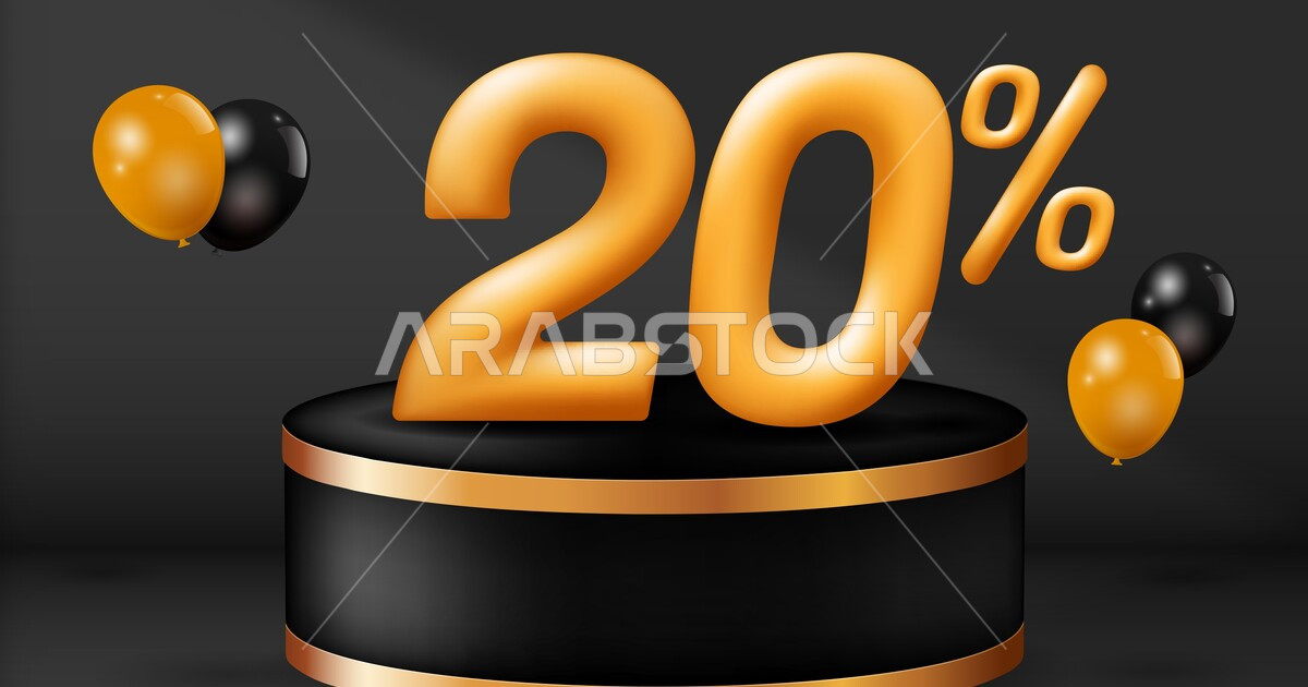 Vector template ready design in golden color, special sale 20%, sales ...