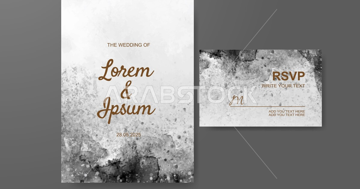 Vector invitation card, wedding invitation design template, gray ...