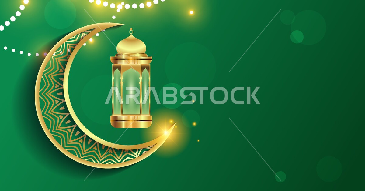 Vector design template, islamic background, green background, greeting ...