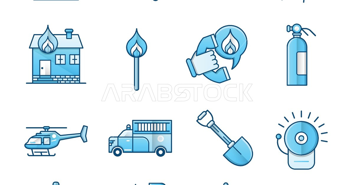 Vector icon, fire department and fire department icons, isolated white ...