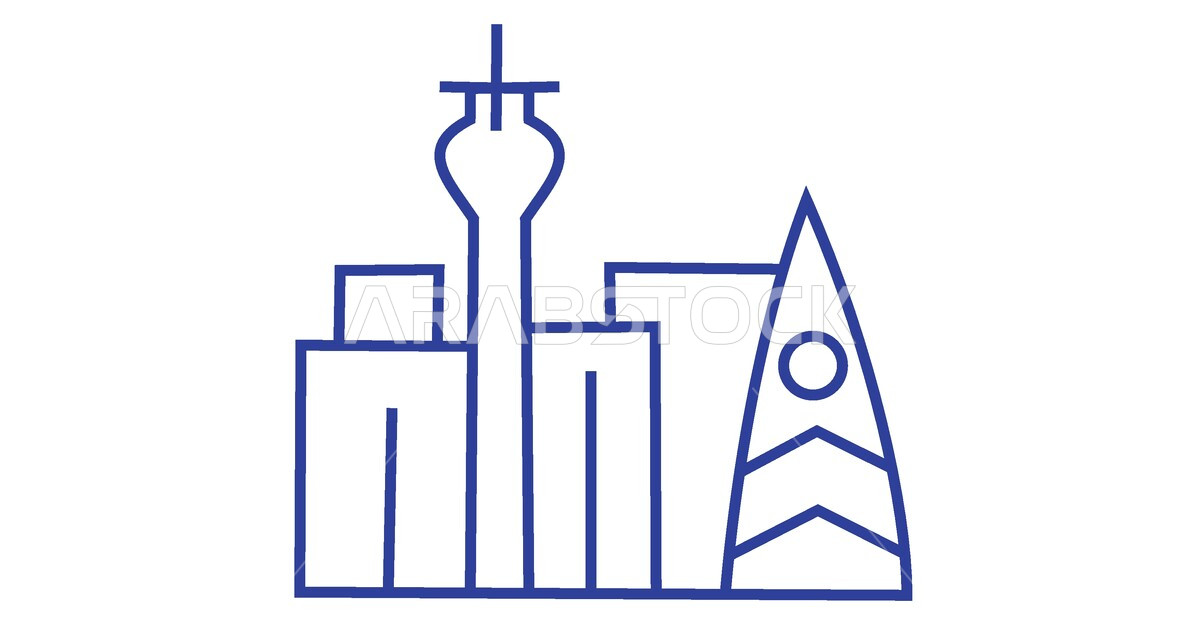 Linear vector for the capital, Riyadh, Saudi Arabia, Riyadh landmarks ...