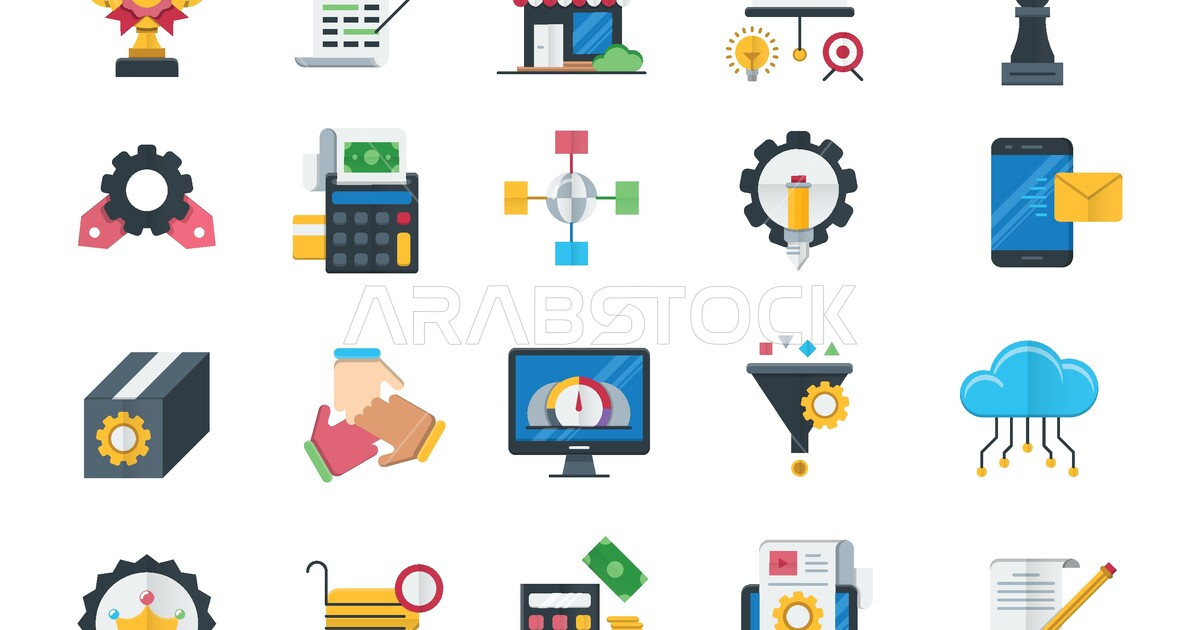 Vector icon set for web optimization, repair tools, development ...
