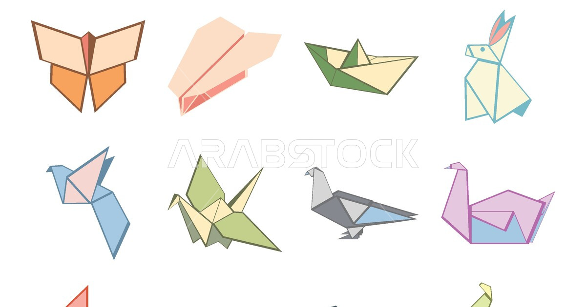 Vector set of colorful paper animal icons, icons, vector illustrator ...