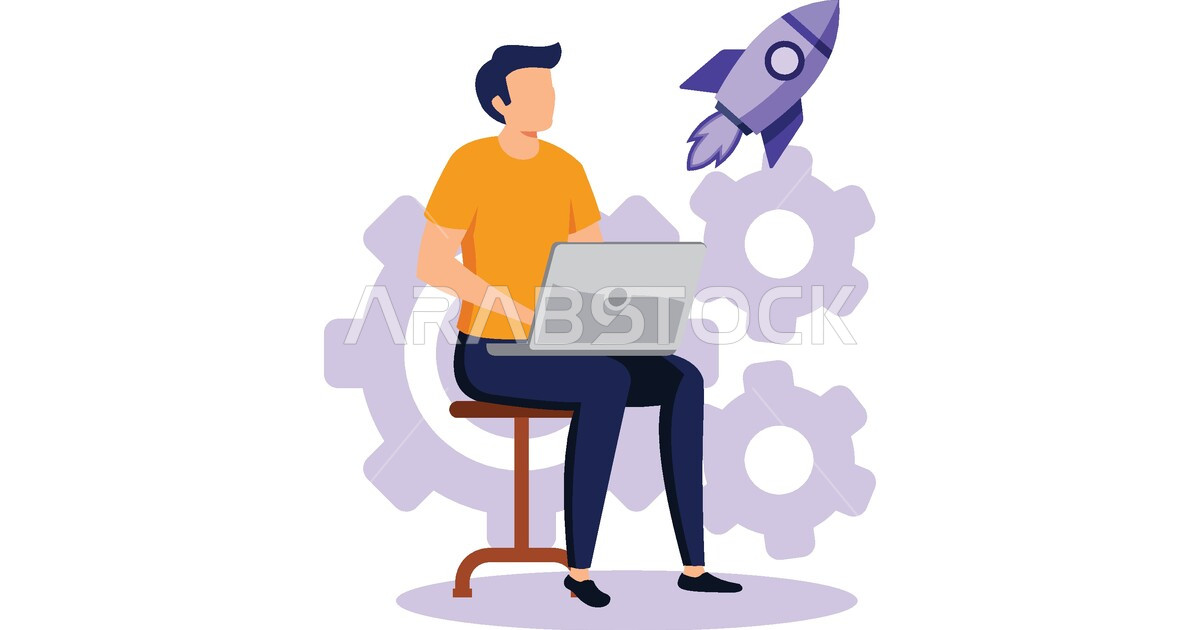 Victor is an entrepreneur with laptop technology, working on project ...