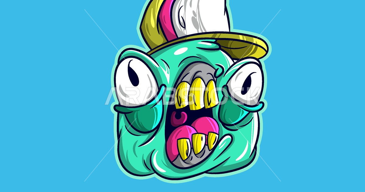Cartoon vector graphic, cartoon monster wearing a hat, cartoon posters ...