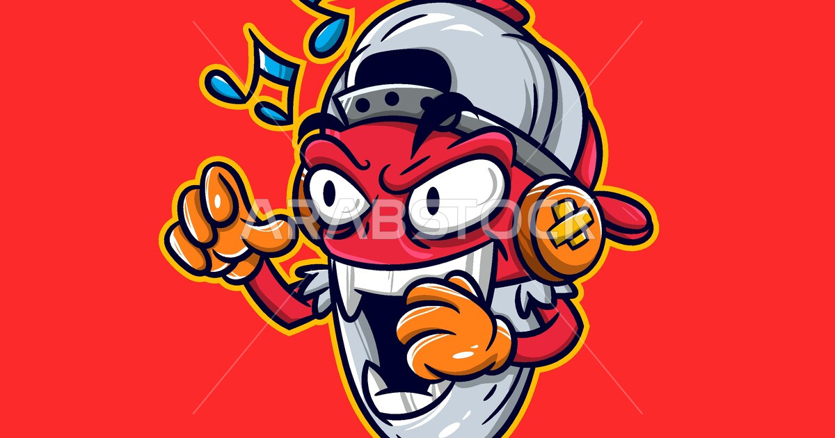 Cartoon vector graphic, cartoon monster listening to music, cartoon ...