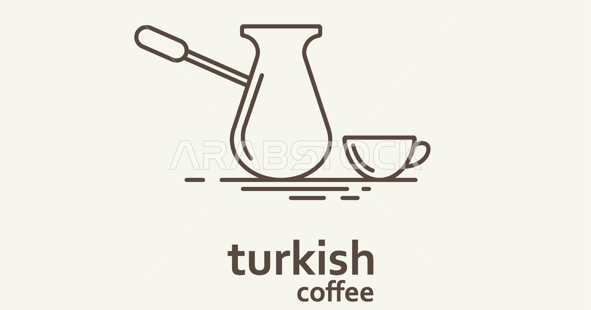 Vector icon, turkish coffee logo, coffee cup, ready-made design ...