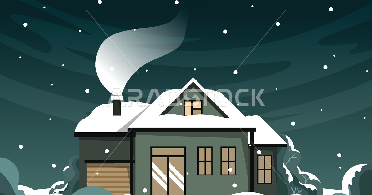 Vector house in winter, snow, landscape, vector illustrator. - Vector ...