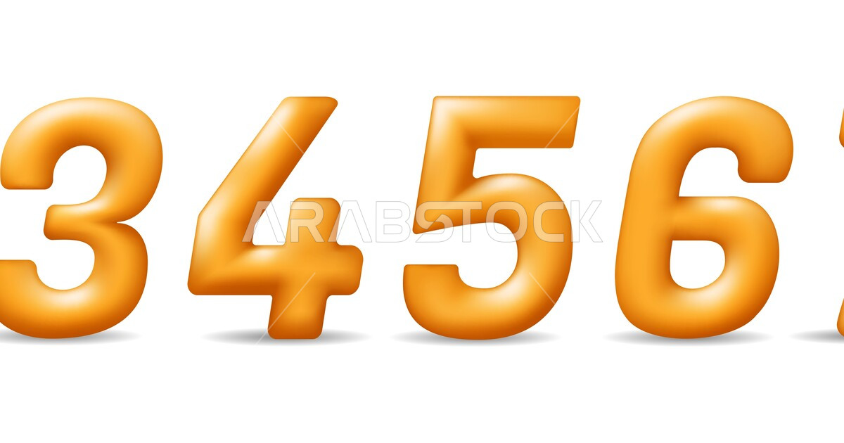 Educational vector icon for Arabic numbers, set of golden numbers from ...