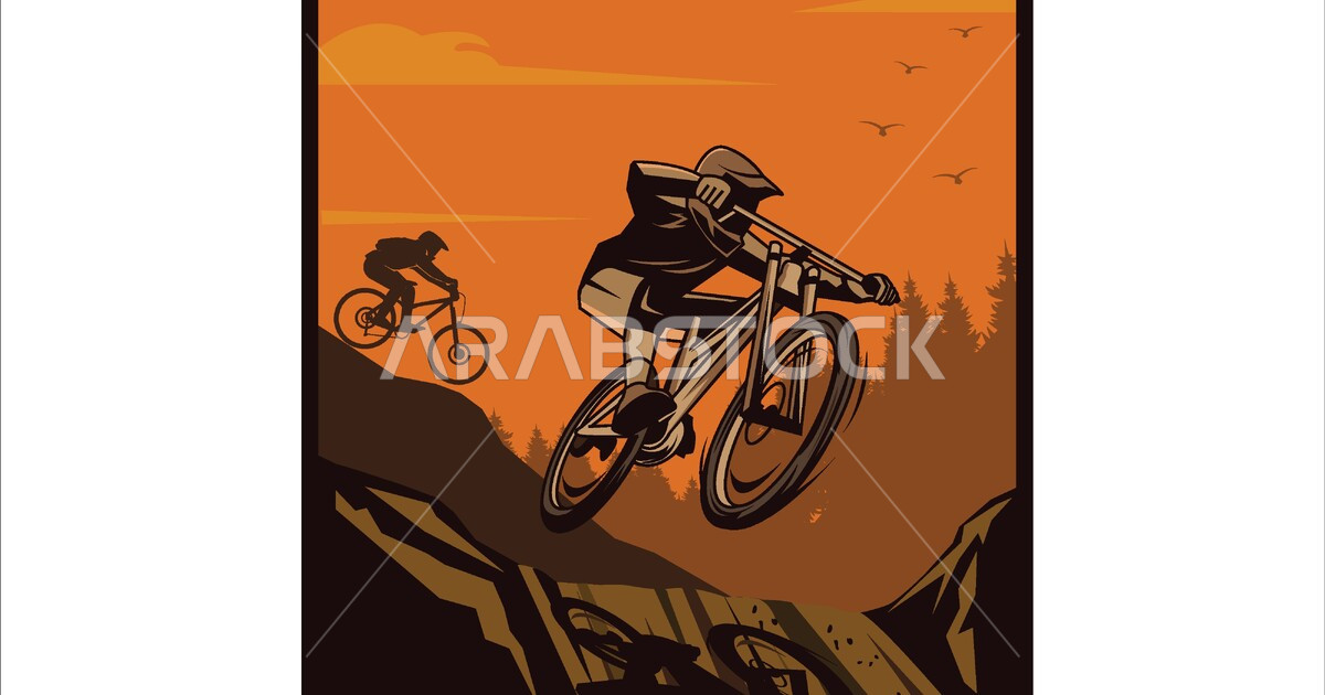 Vector design of cycling, racing, downhill racing, background in white ...