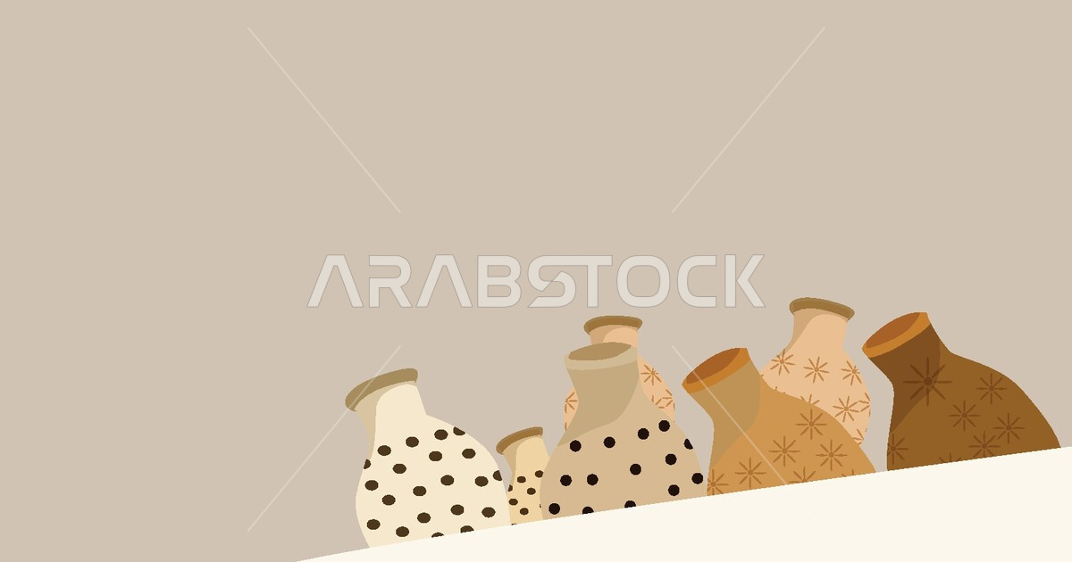 Vector pottery design, old pottery jars, old industries, beverage ...