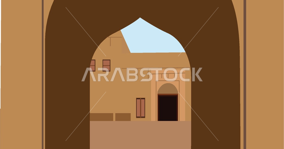 Vector design of Nizwa Fort in the state of Nizwa, Sultanate of Oman ...