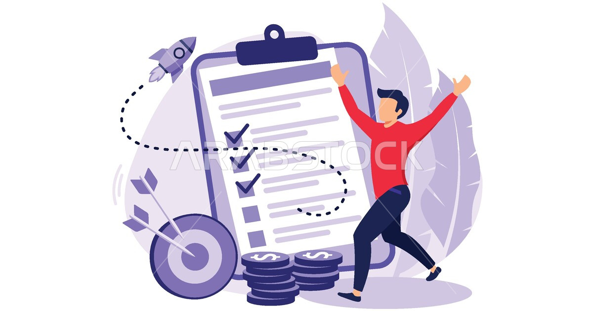 Vector illustrative concept of project locking, celebration of a ...