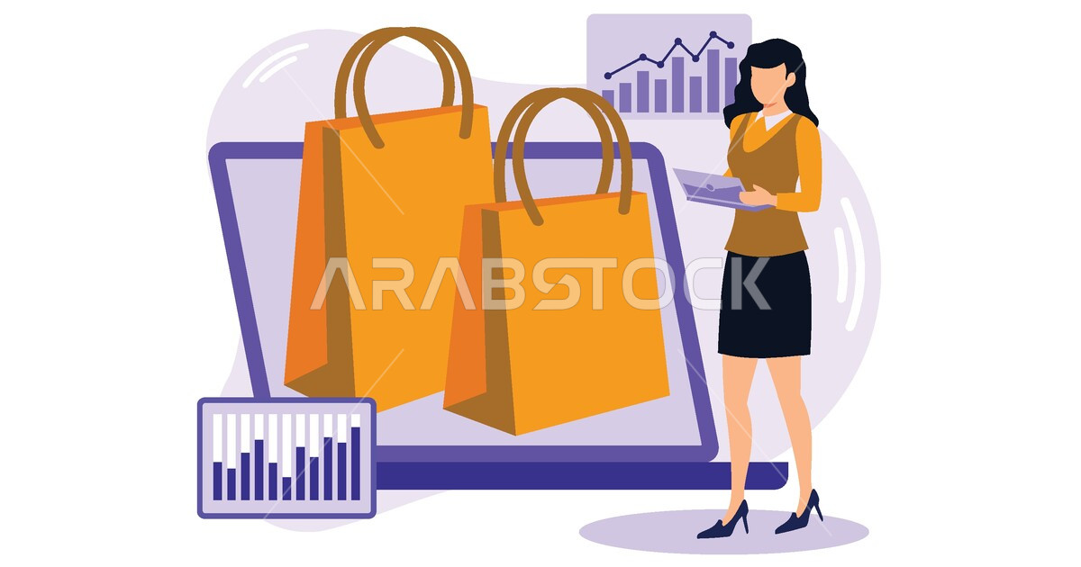 Vector illustrative concept of market research studies, analysis and ...