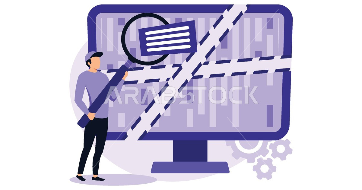 Vector illustration of the concept of computer forensics, the concept ...