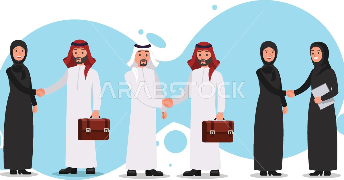 Vector cartoon characters, Gulf businessmen and women, Gulf people ...