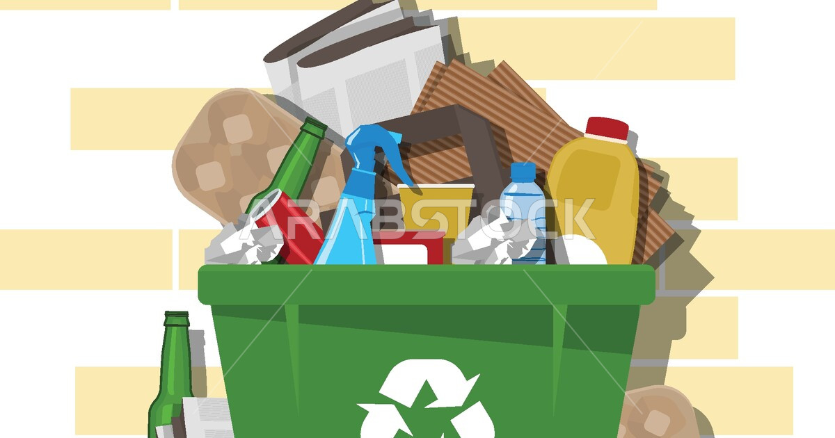 فيكتور سلة المهملات ، اعادة تدوير النفايات ، صندوق النفايات ، خلفية معزولة ، فيكتور اليستريتور ...
