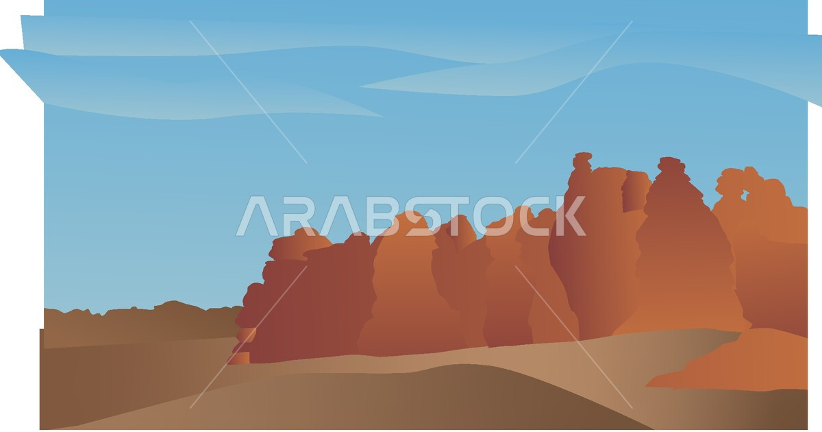 Vector design of Al-Ula Desert Mountains, Saudi Arabia, Vector ...