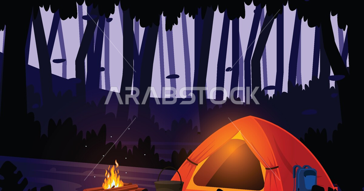 Summer camping background design vector, adventures, tent, background ...
