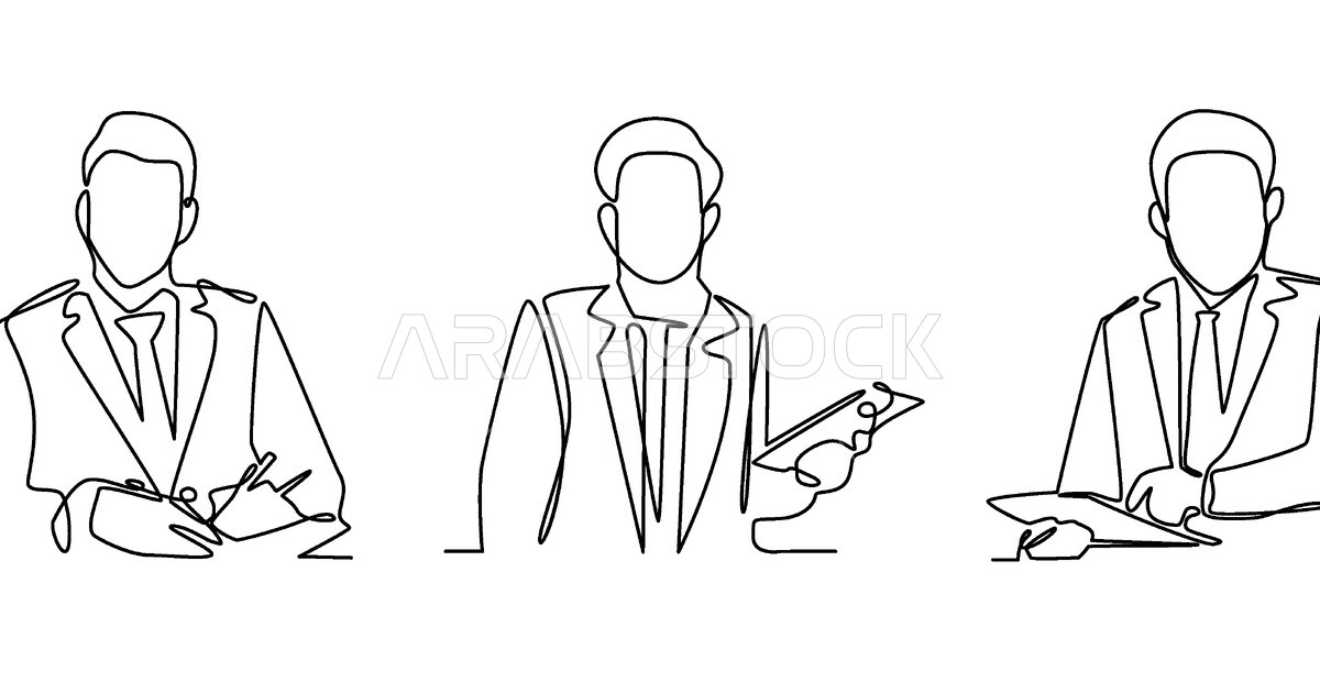 Vector simple line drawing of a business man, hand drawing, isolated ...