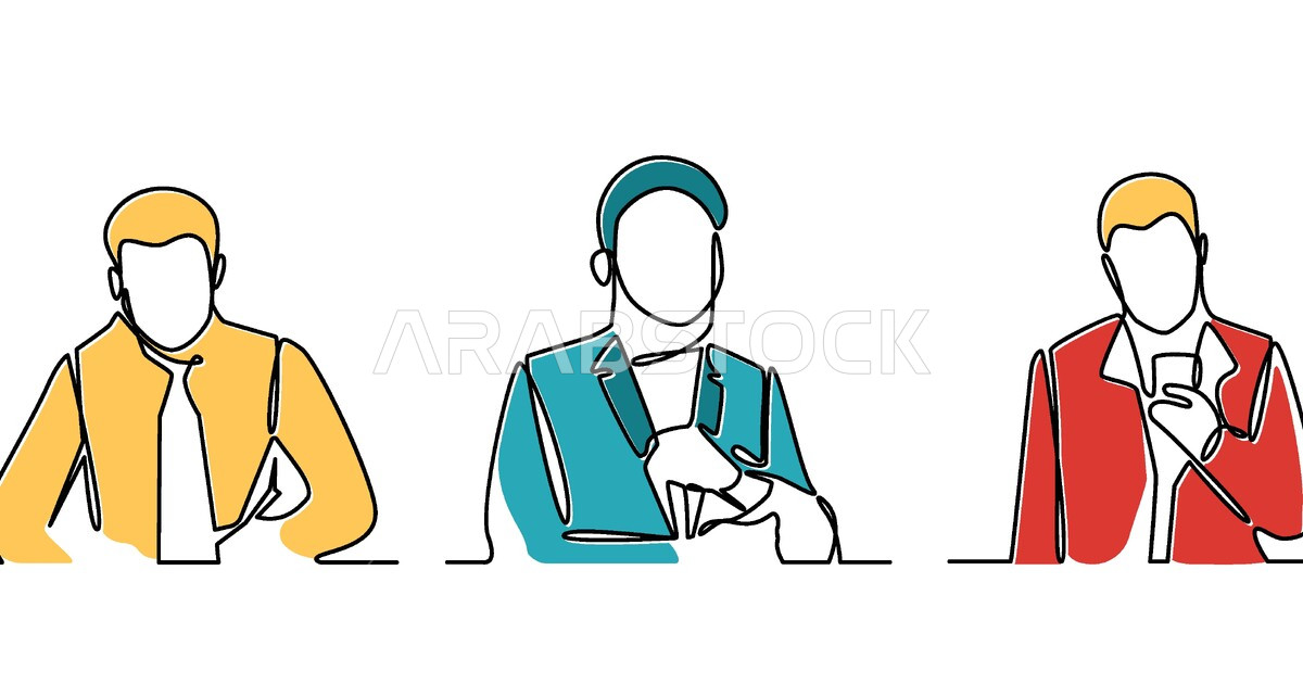 Simple colorful vector business man drawing, hand drawing, isolated ...