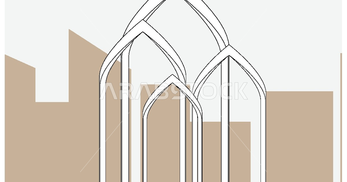 فيكتور رسم خطي لبوابة تبوك ، المملكة العربية السعودية، رسم يدوي ...