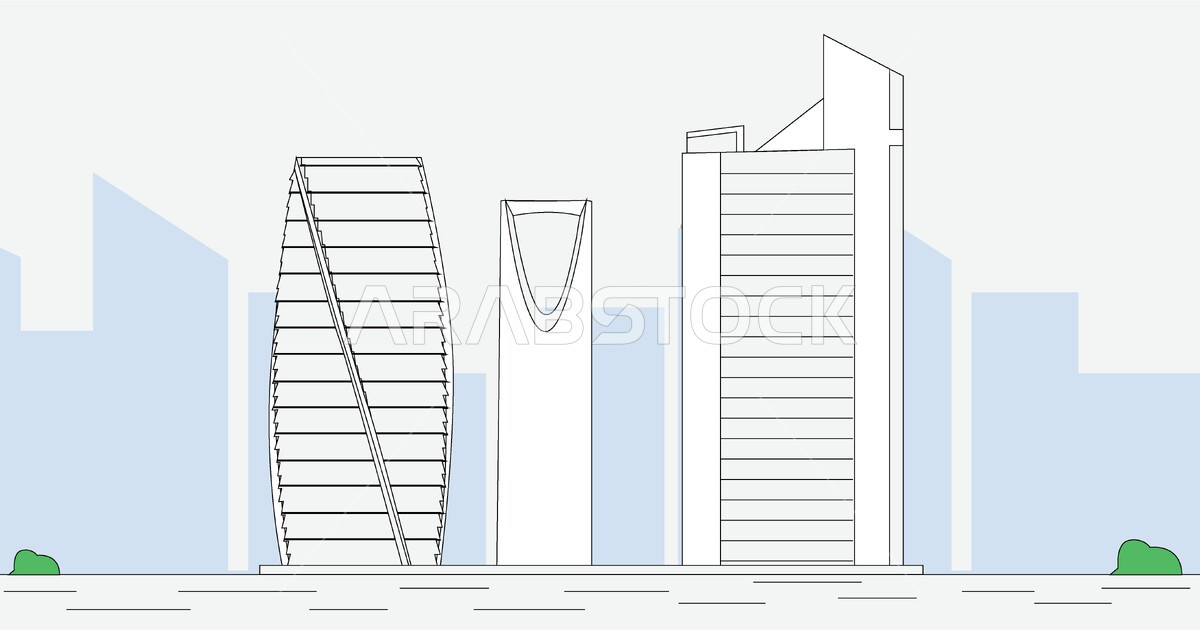 Vector Lab Towers, Saudi Arabia, Skyscrapers, Hand Drawing, Vector ...