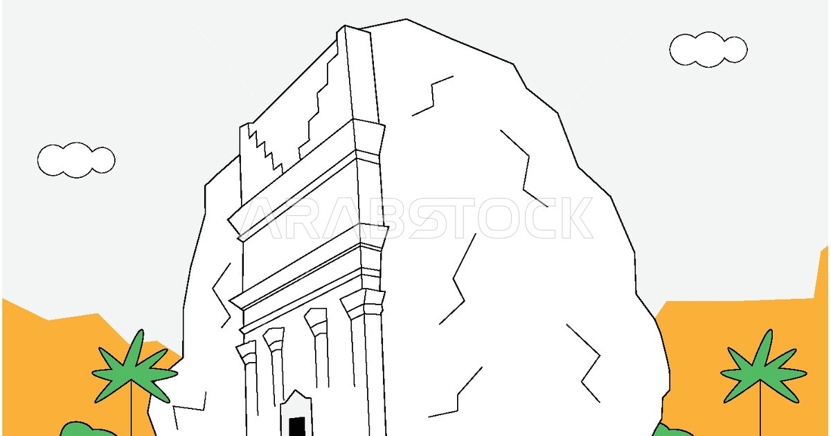 فيكتور رسم خطي لمدينة العلا ، المملكة العربية السعودية ، دول وعوالم ...