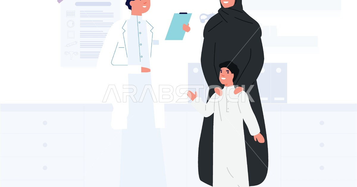 Vector cartoon character, Gulf Arab doctor, illustrations for ...