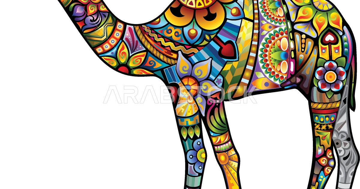 فيكتور اليستريتور لحيوان الجمل، تصاميم ورسومات هندسية زخرفية، جمل متعدد ...