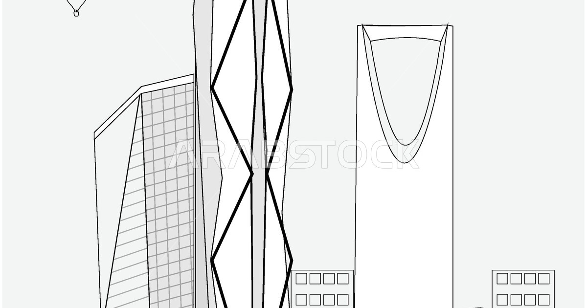 The famous towers and landmarks of Riyadh, drawings and designs of the ...