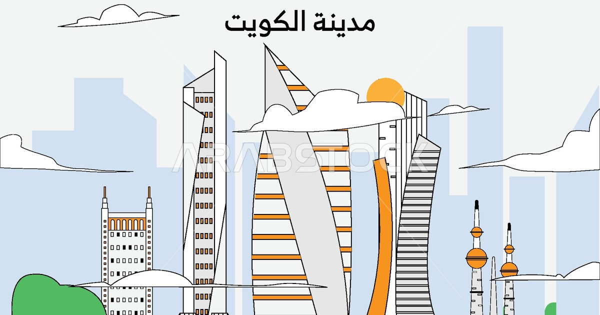 Vector Landmarks of the State of Kuwait, Towers and Skyscrapers in ...