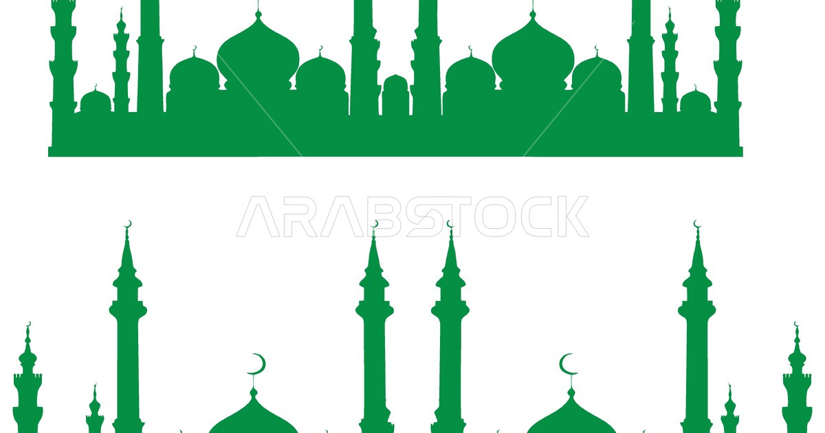 Linear vector icon of a green mosque, Islamic icons and graphics ...