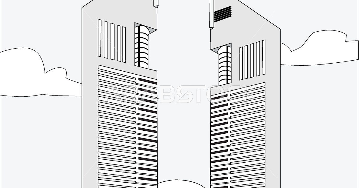 The Emirates Twin Towers, similar towers and skyscrapers, drawings and ...