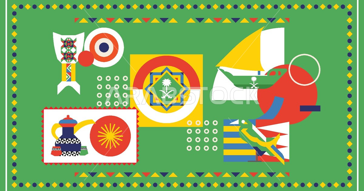 Vector group of Saudi heritage, Saudi national day, vector Illustrator ...
