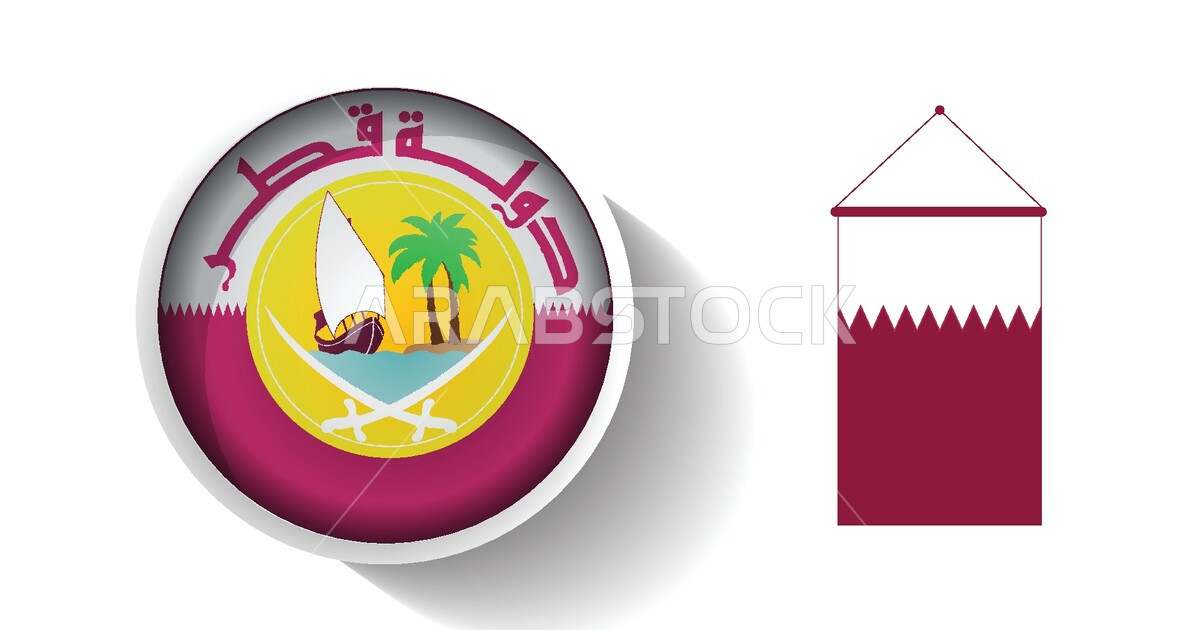 vector flag of the State of Qatar in the Arabian Peninsula, the Arab ...