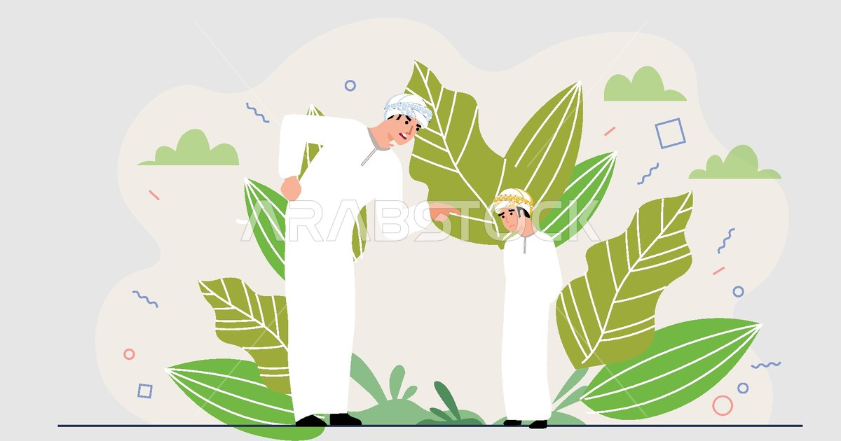 Vector cartoon characters, a young child being reprimanded by his ...