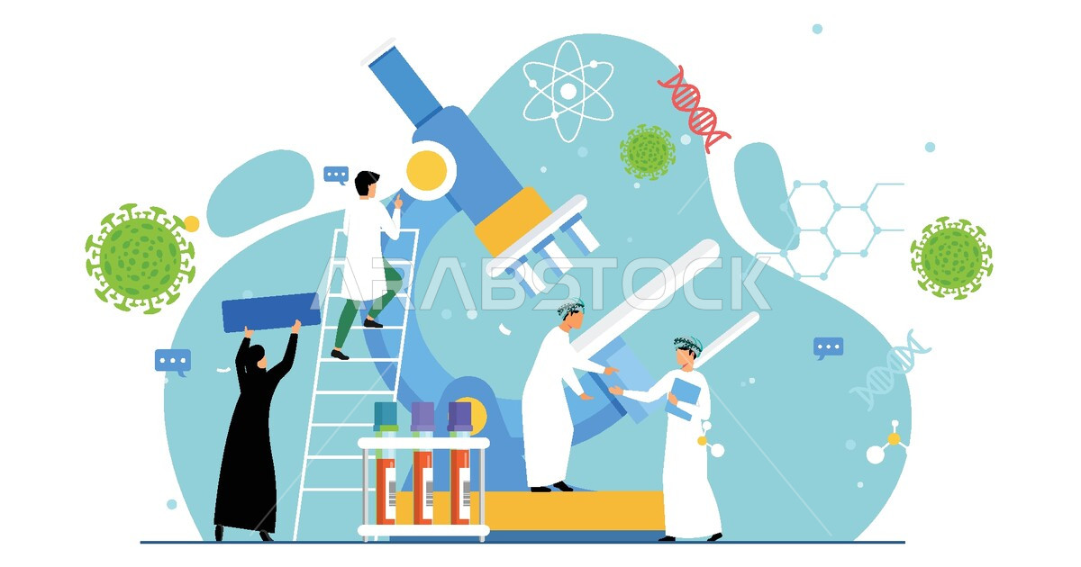 Vector cartoon characters, a group of professional Omani Gulf Arab ...