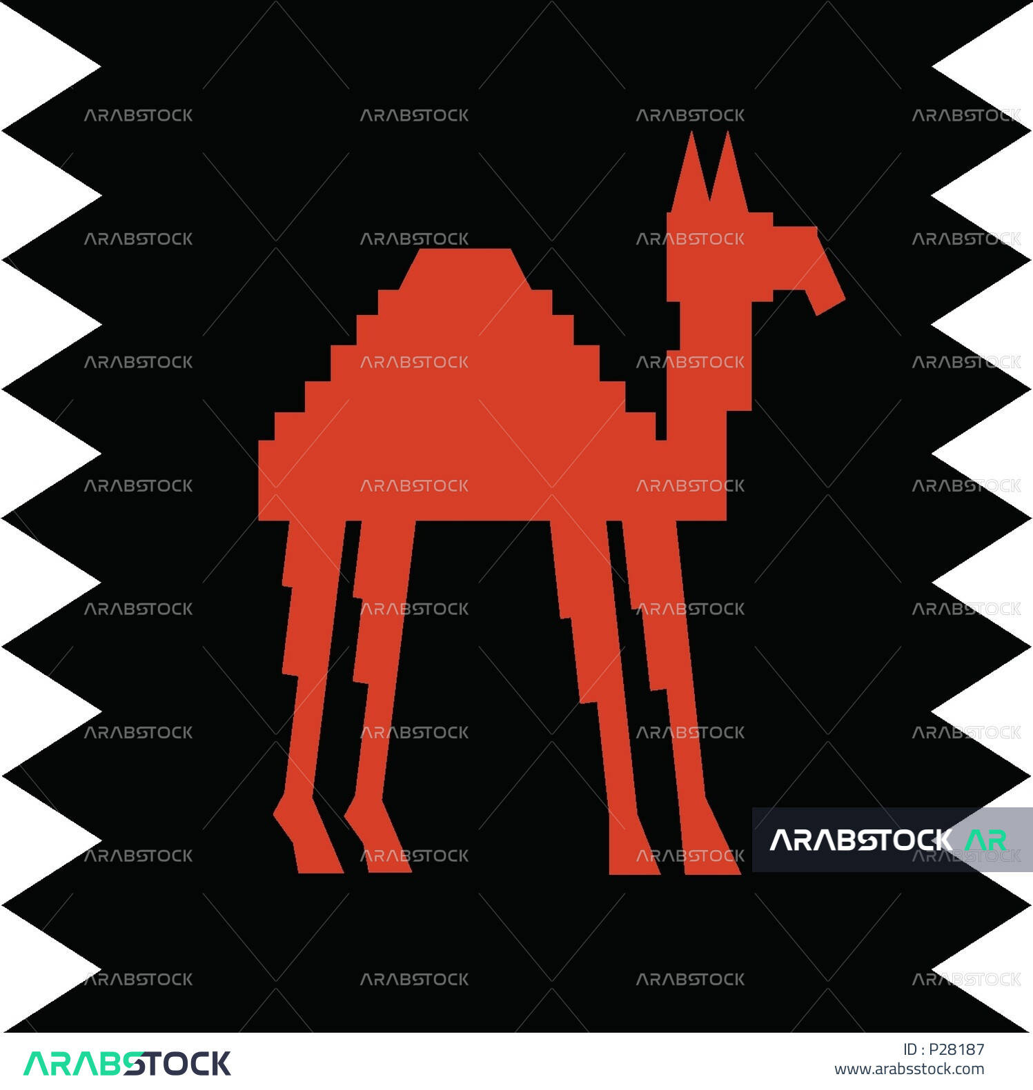 Saudi folklore, drawings with Sadu decoration in the shape of a camel ...