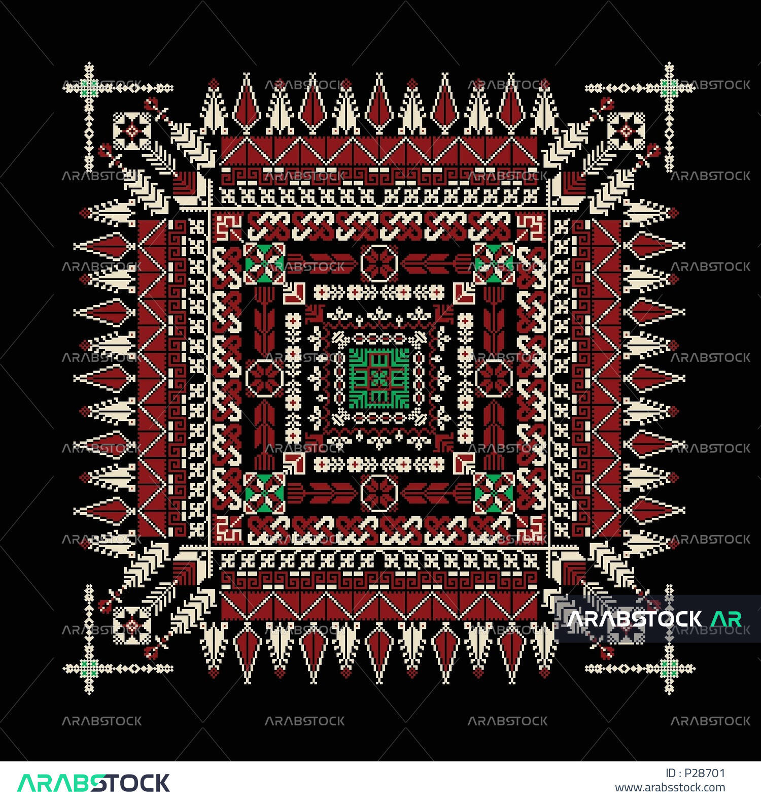 Traditional ancient folk arts, embroidery pattern of geometric shapes ...